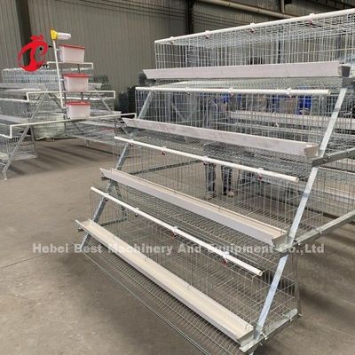 Galvanized A Type 3 / 4 Tier Chicken Layer Battery Cage For Poultry ...